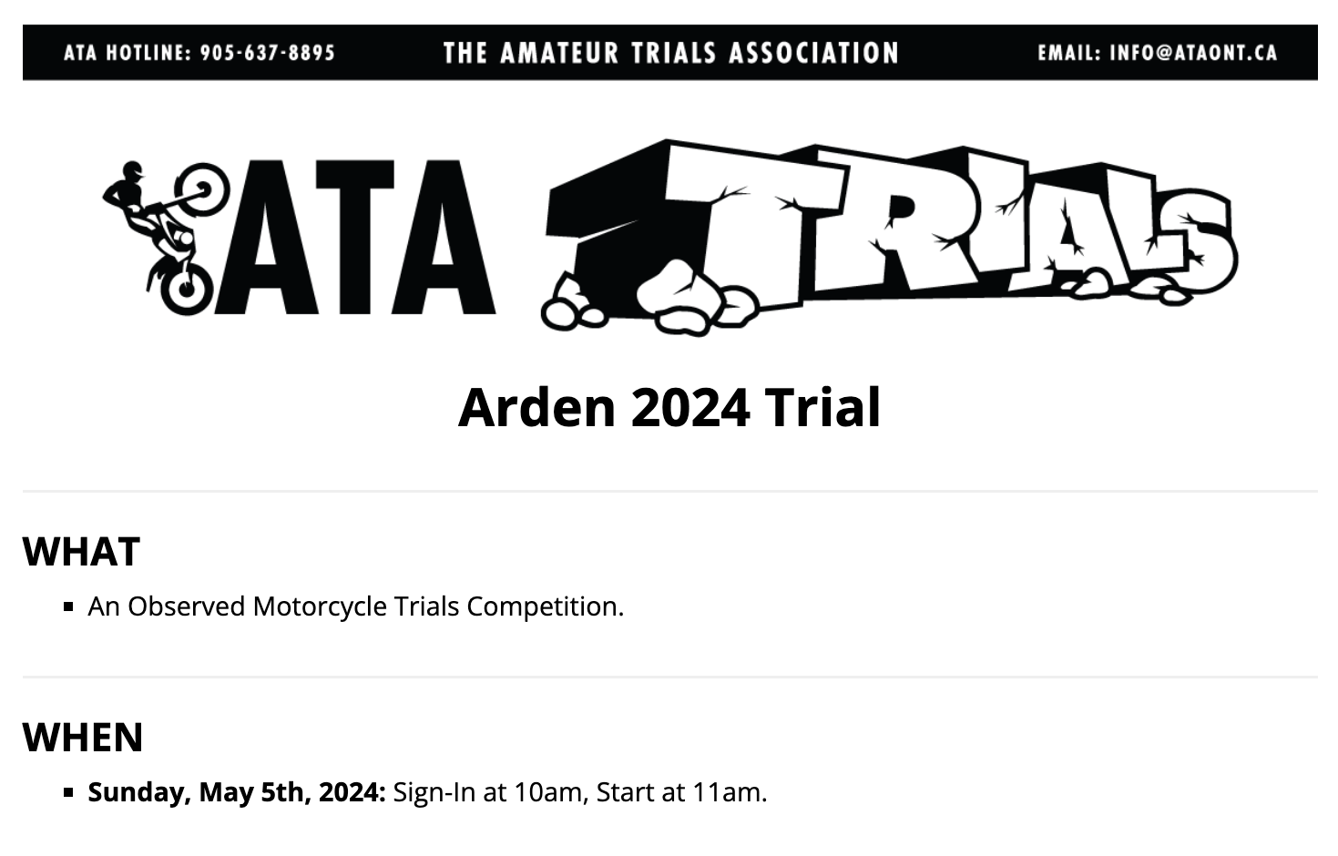 ATA Arden Trial: May 5th, 2024 – Pre-Entry Preferred – Amateur Trials Association