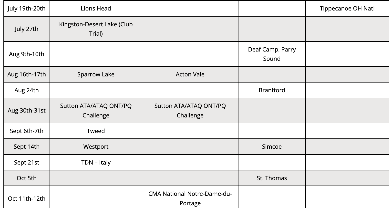 ATA Trials Schedule 2025 – Amateur Trials Association